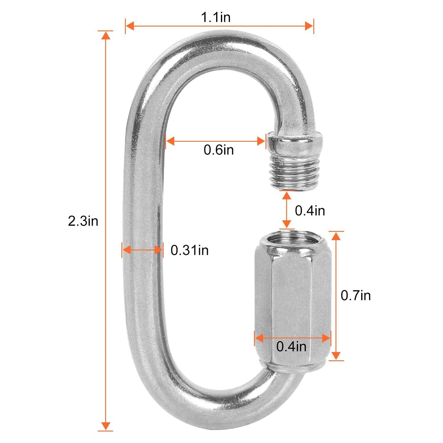 Oval Carabiner Lsqurel Quick Link 304 Stainless Steel Locking Carabiner ...