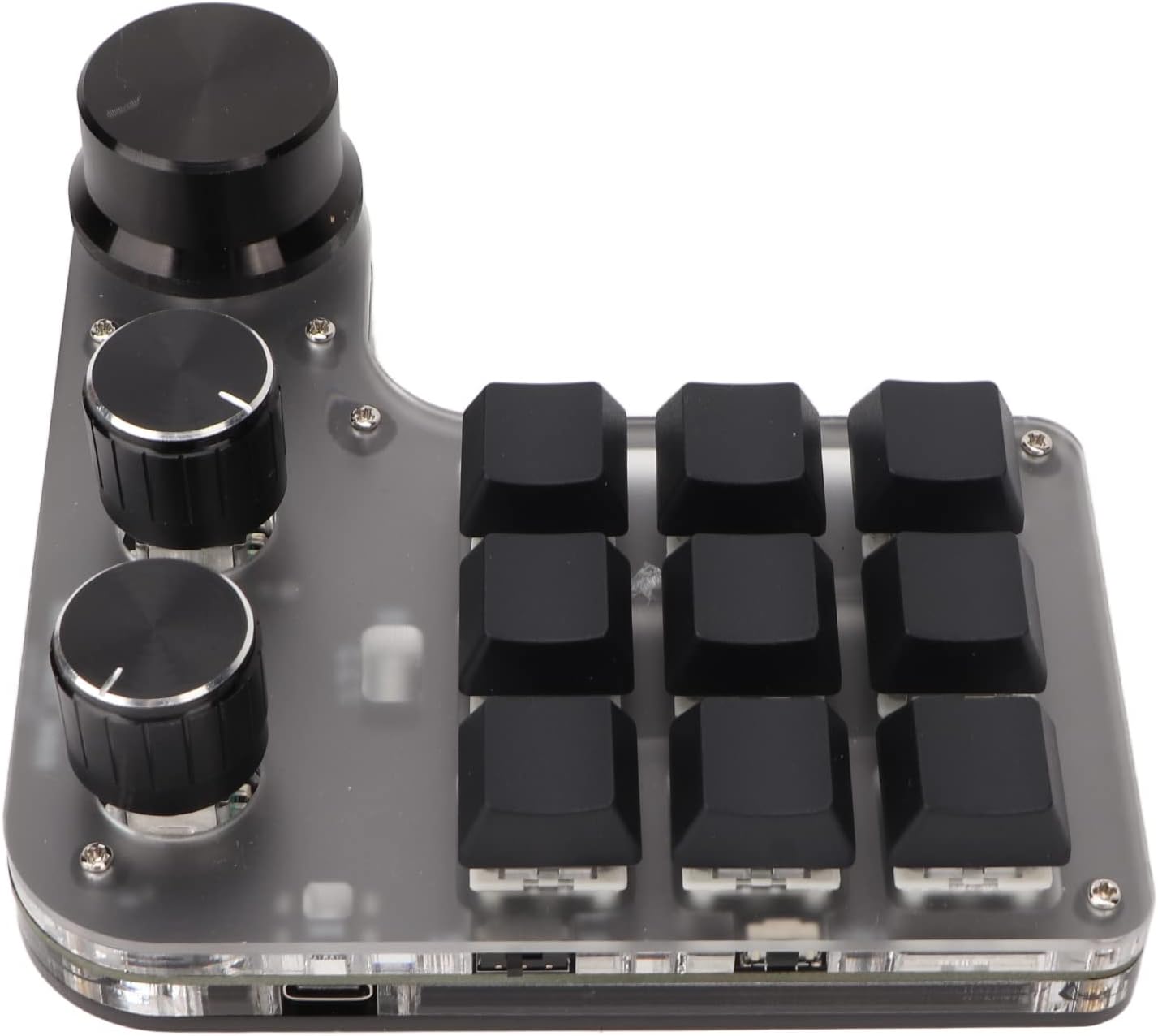 One Handed Macro Mechanical Keyboard, 9 Keys 3 Knobs Programmable Macro Keyboard, USB Wireless ...