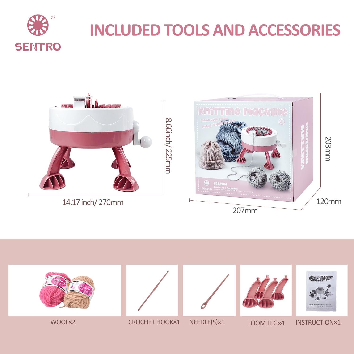 Snapklik.com : Knitting Machine 22 Needles Smart Weaving Loom Crochet ...