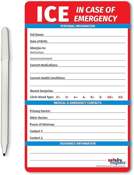 Amazon.com: Safety Magnets by ZOCO – in Case of Emergency (ICE) Contact ...