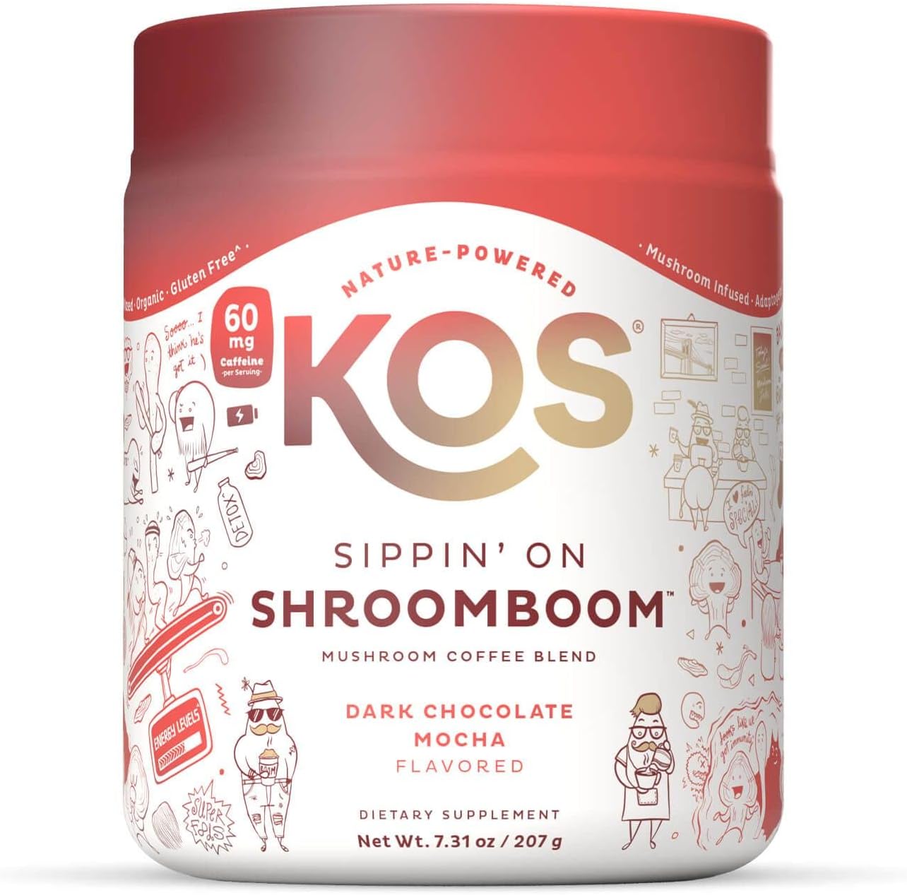 Amazon.com: KOS Mushroom Coffee - Dark Chocolate Mocha Flavor - Organic ...