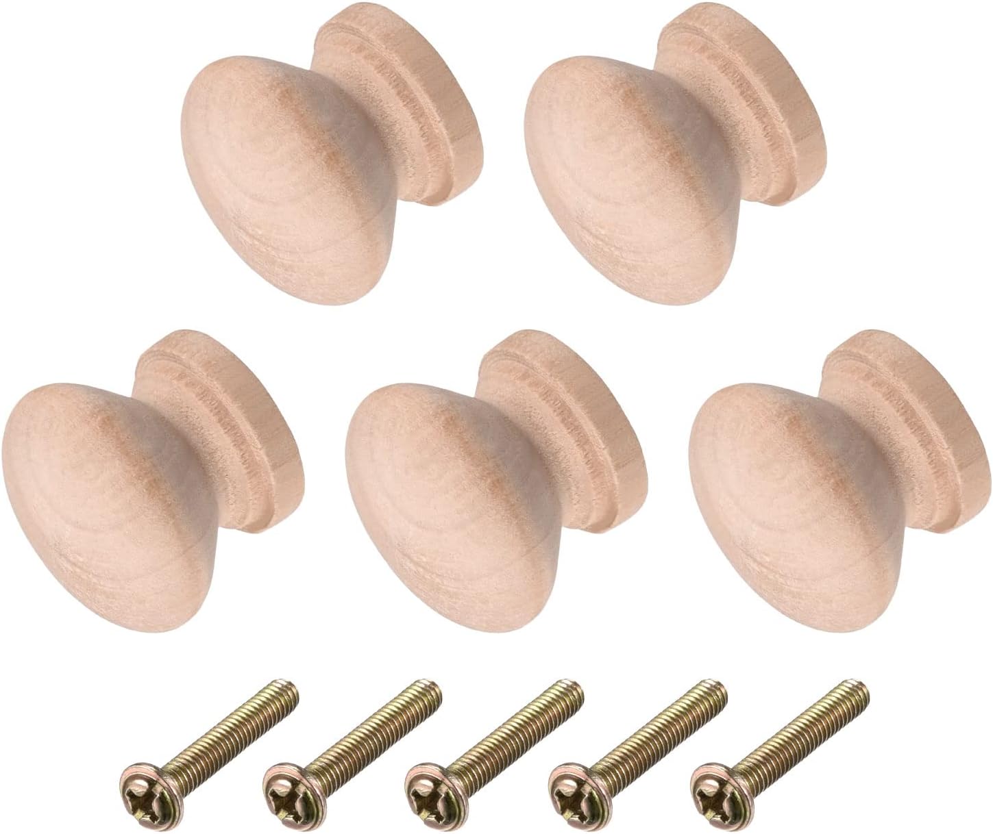 METALLIXITY Round Wood Drawer Knob, (28mm Dia) 5Pcs, Wood Pull Knobs ...
