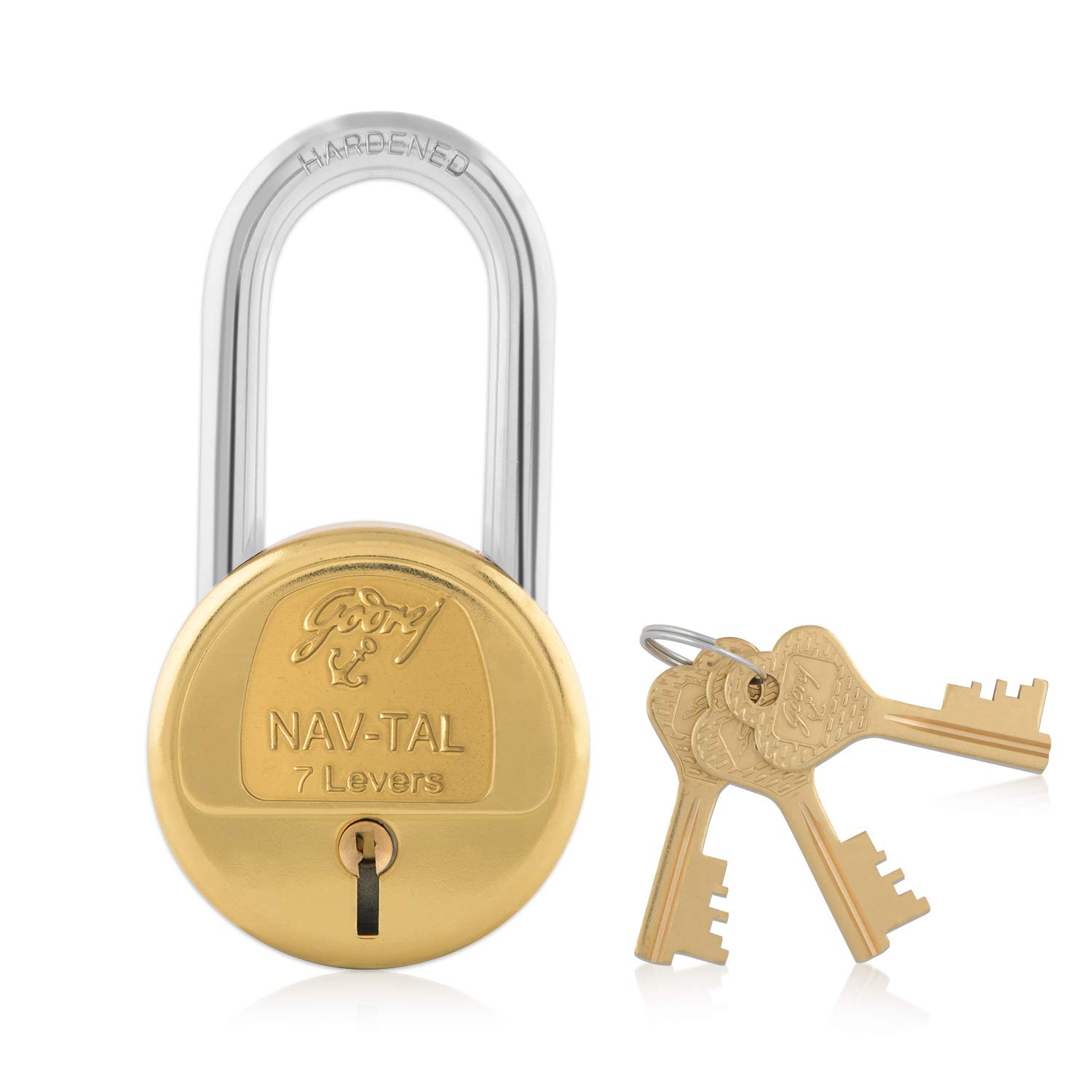 Godrej Locks I Navtal 7 levers 65 mm I 3 Keys I Long Hardened Shackles ...