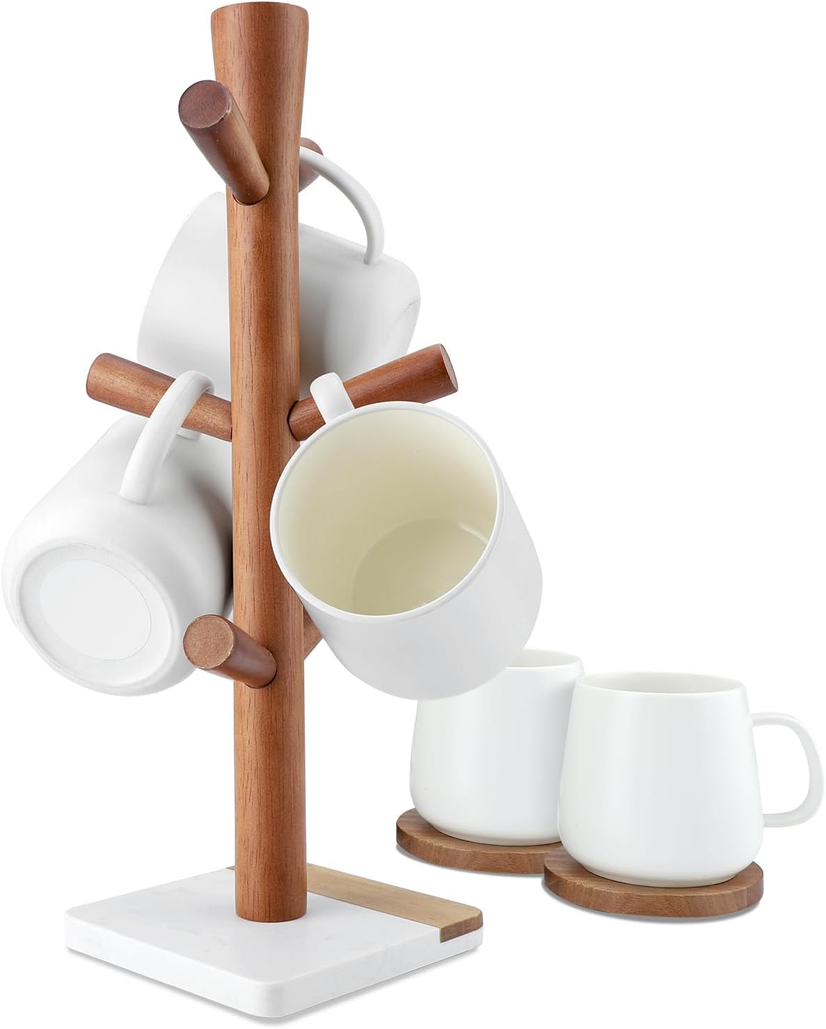 Amazon.com: WLWNWFT Coffee Mug Holder Wood Cup Tree for Countertop with ...