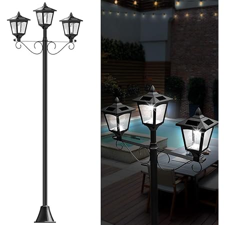 Amazon.com : Nature Power 84in Tall Solar Powered LED Lamp Post with 18 ...