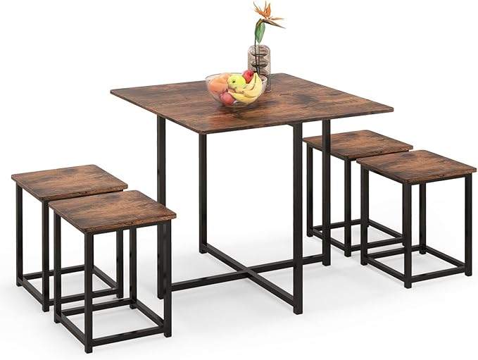 Amazon.com - Tangkula Compact Dining Table Set for 4, Small Kitchen ...