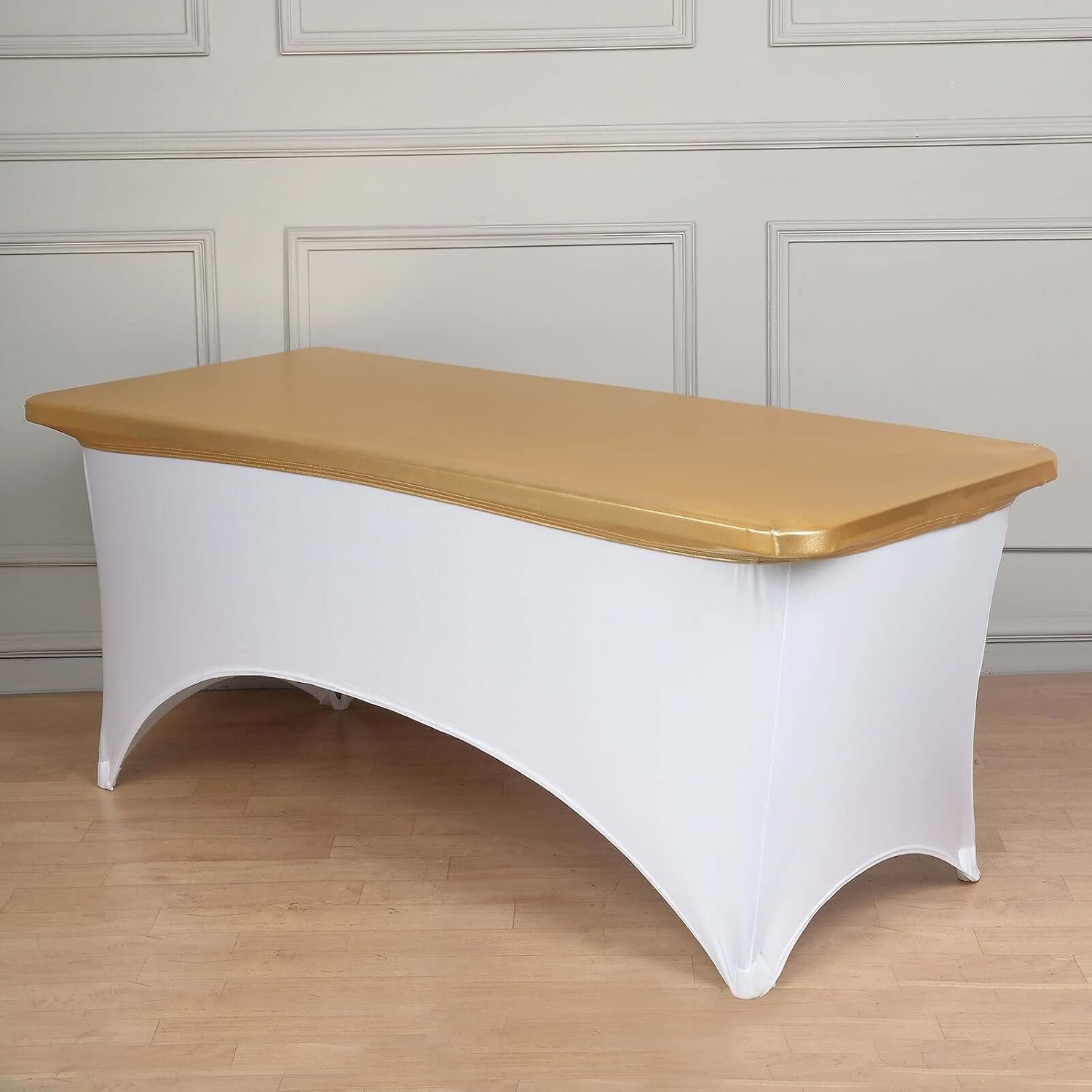 Amazon.com: Efavormart 6ft Metallic Gold Spandex Stretch Fitted Banquet ...