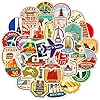 50Pcs Travel Map City Stickers, World Famous Tourist Landmark Stickers ...