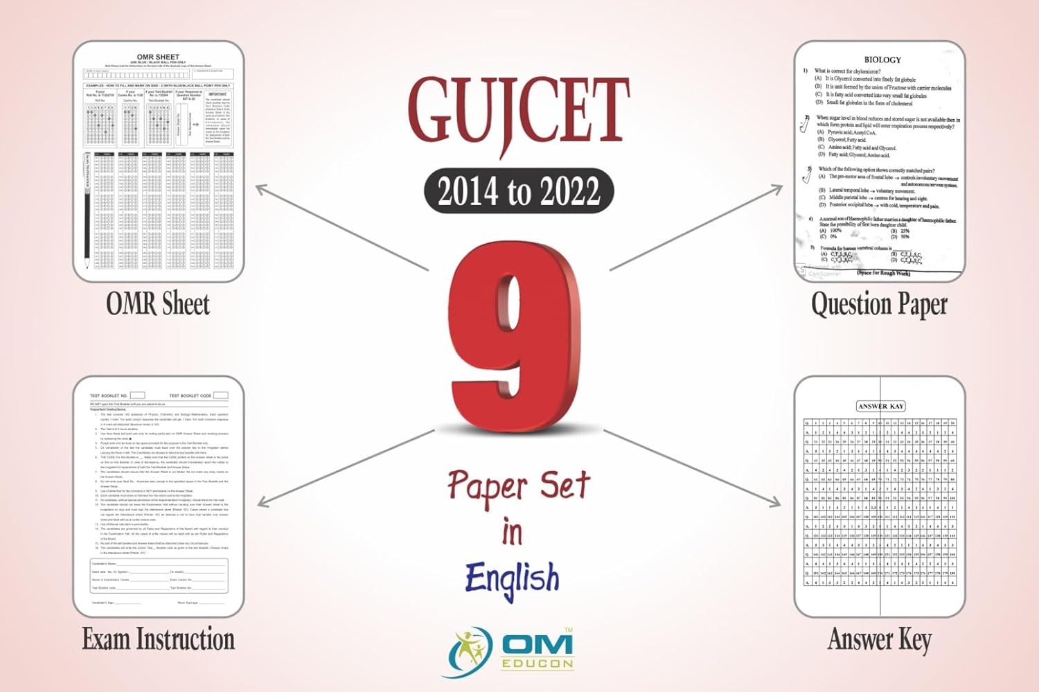 "NET PRACTICE FOR GUJCET IN ENGLISH 9 YEARS QUESTION PAPERS WITH OMR ...