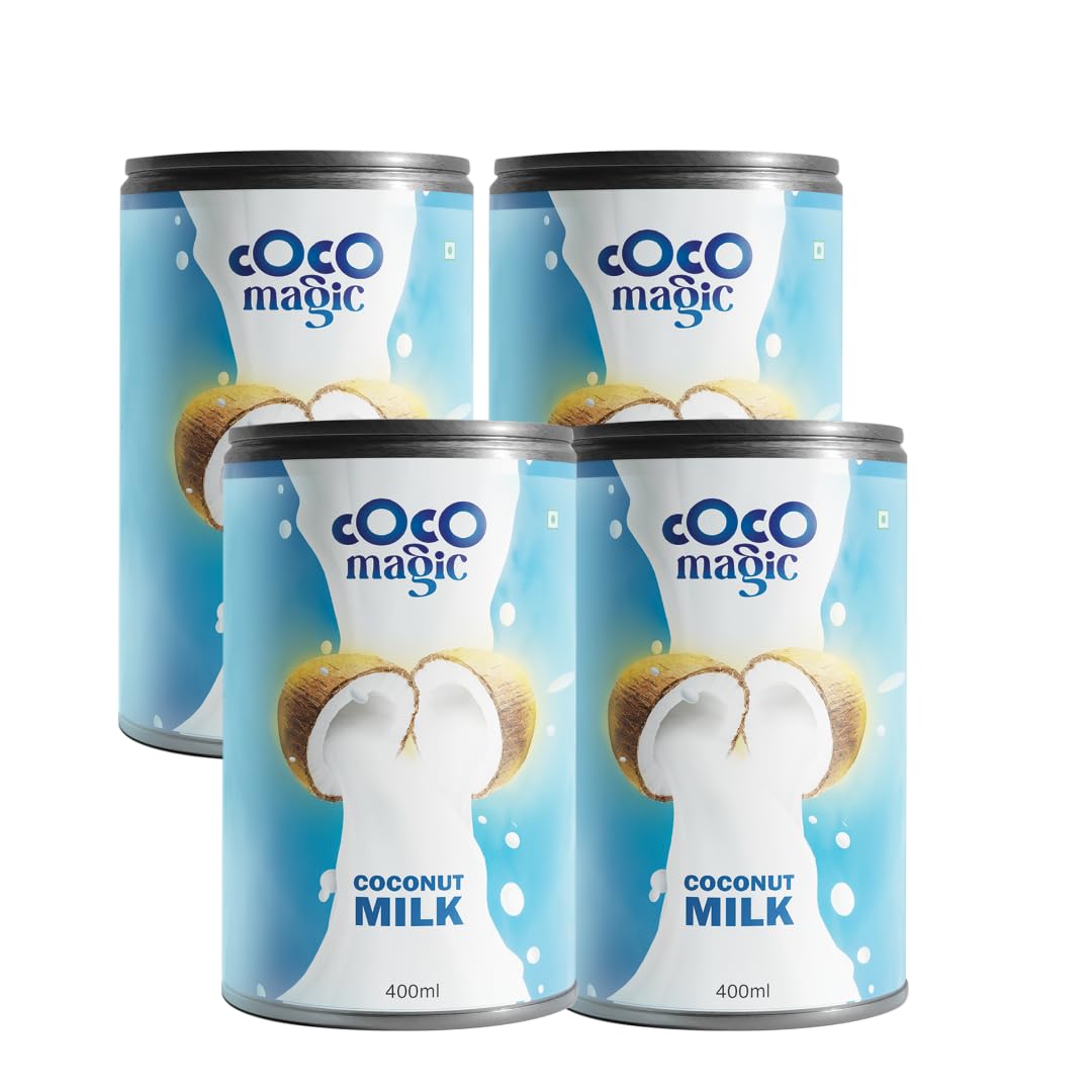 Cocomagic 100% Pure Coconut Milk, 400Ml Pack of 4 (400ml X 4) - Natural ...