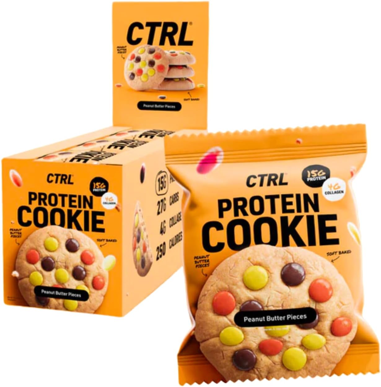 Amazon.com : CTRL Peanut Butter Piece Protein Cookies - Soft Baked ...