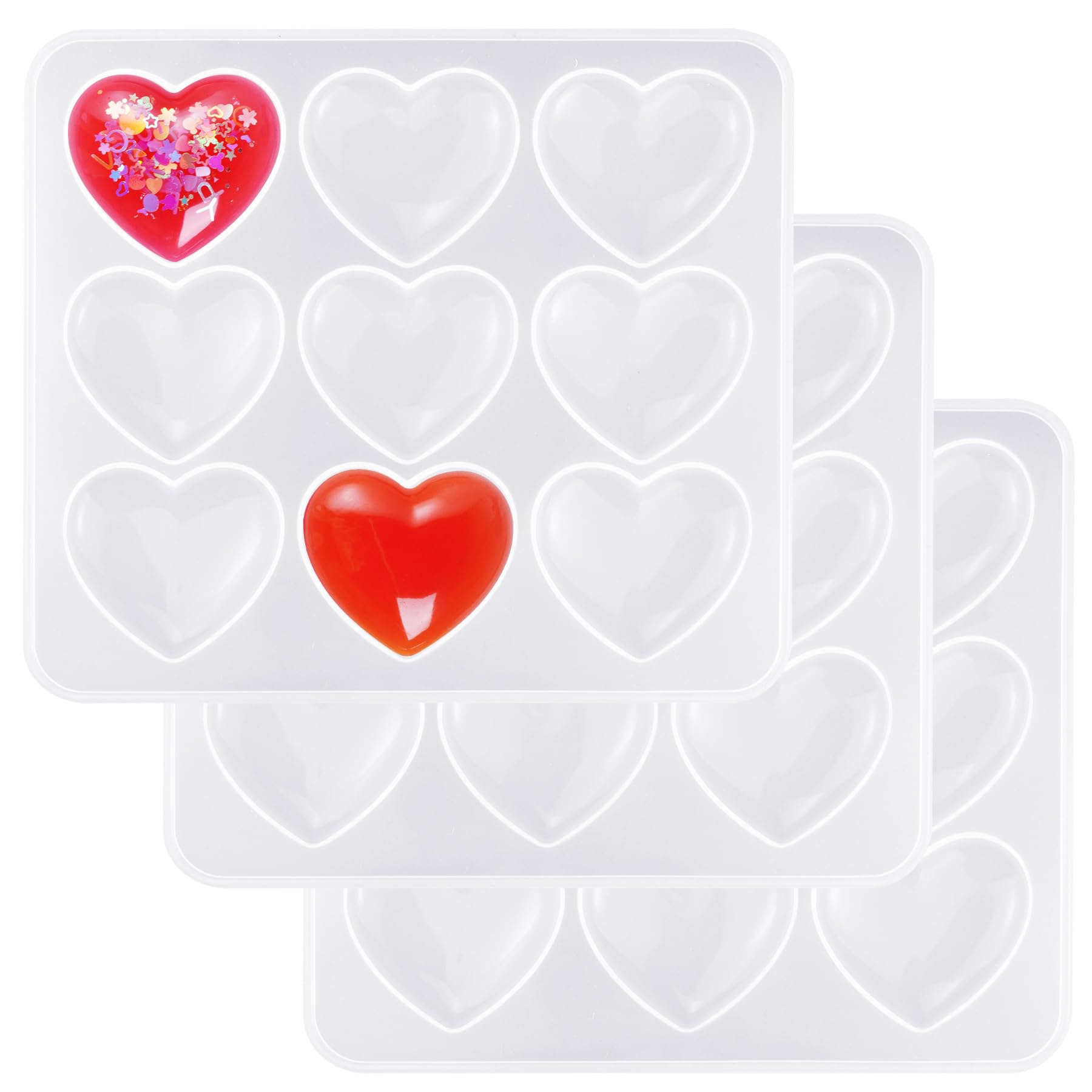HOVEOX 3 Pieces Heart Shape Resin Molds Heart Shape Epoxy Molds Heart ...