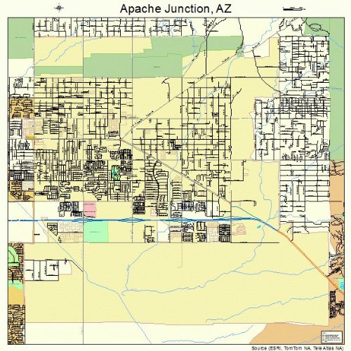 Amazon.com: Large Street & Road Map of Apache Junction, Arizona AZ - Printed poster size wall ...