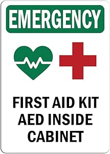 Amazon.com : Emergency Sign - First Aid Kit AED Inside Cabinet with ...