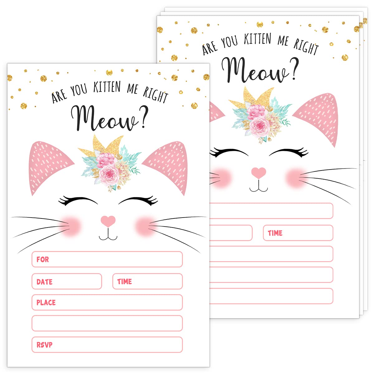 Cat Themed Birthday Party Invitations