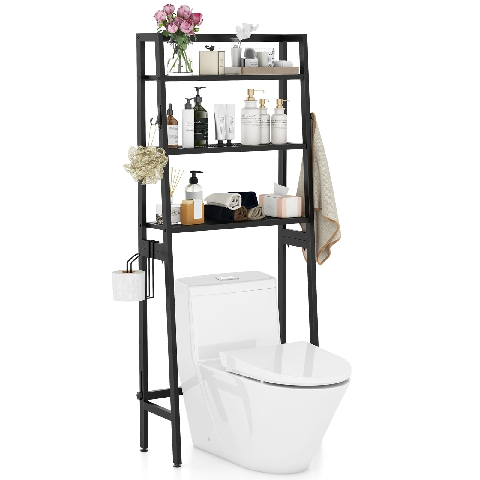 Amazon.com: Tangkula Over-The-Toilet Storage Rack, 3-Tier Freestanding ...