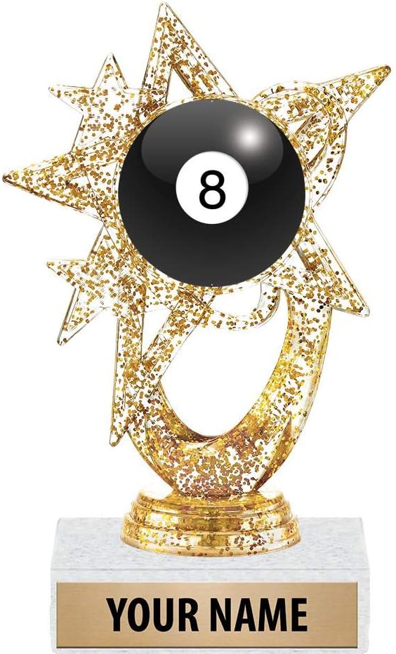 Amazon.com : 5.5" Gold Glitter 8 Ball Trophies, Custom Astral Star 8 ...