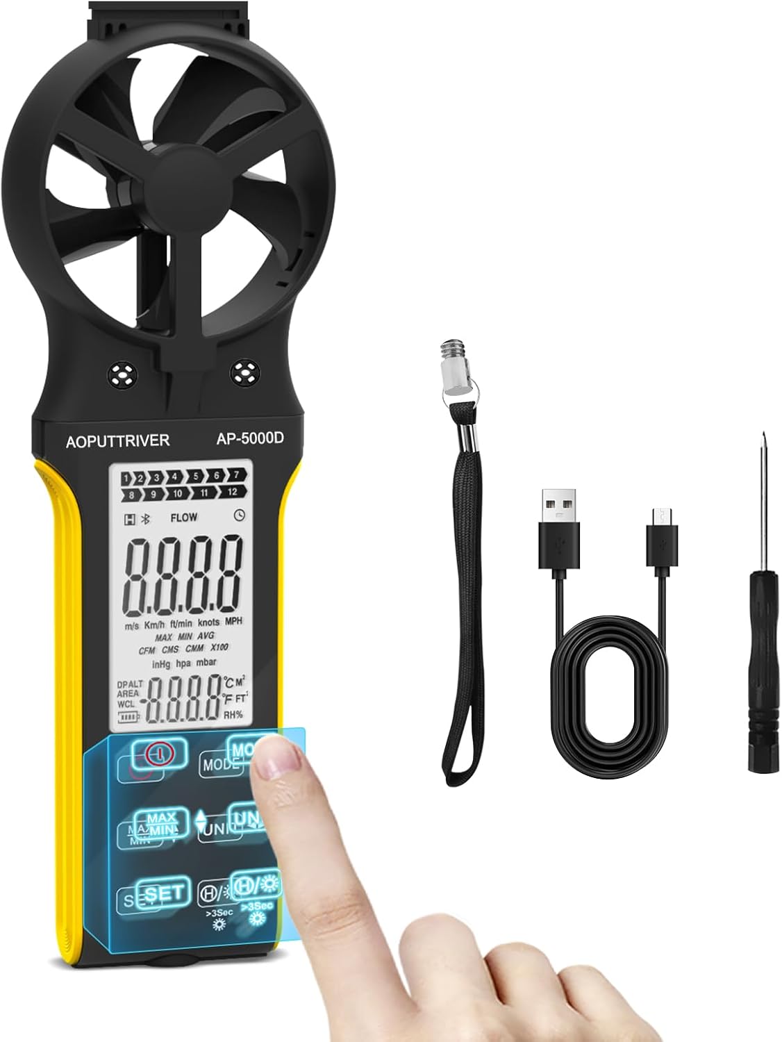 Amazon.com : Rechargeable Air Flow Meter Handheld with Touch Screen ...