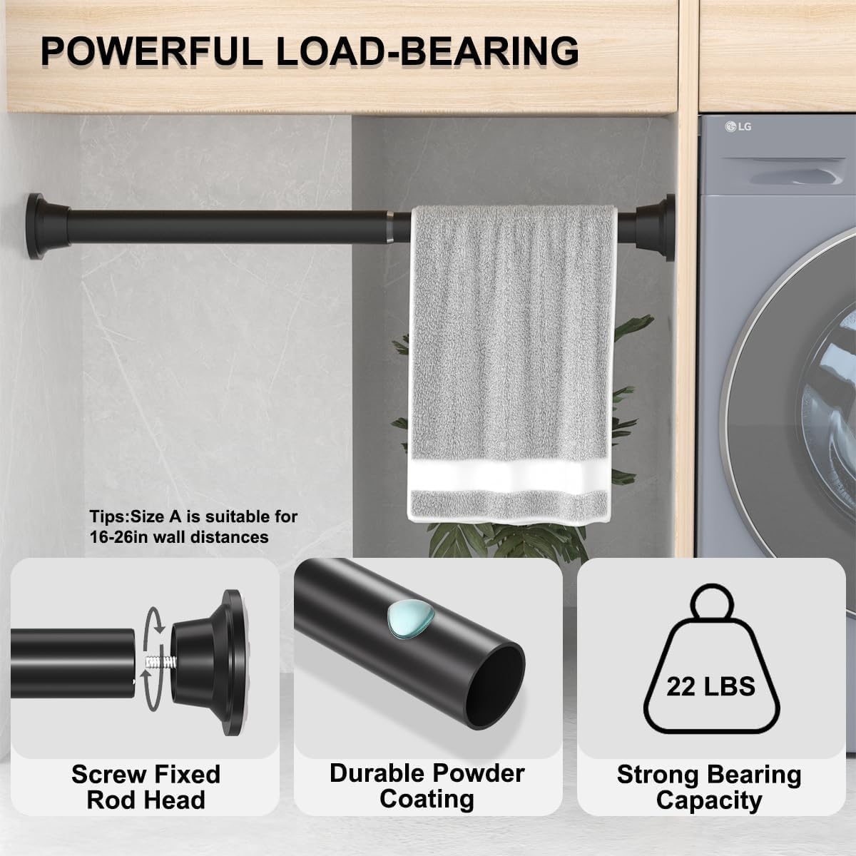 Snapklik.com : XUXRUS Small Tension Curtain Rod 16-26 Inches Spring ...