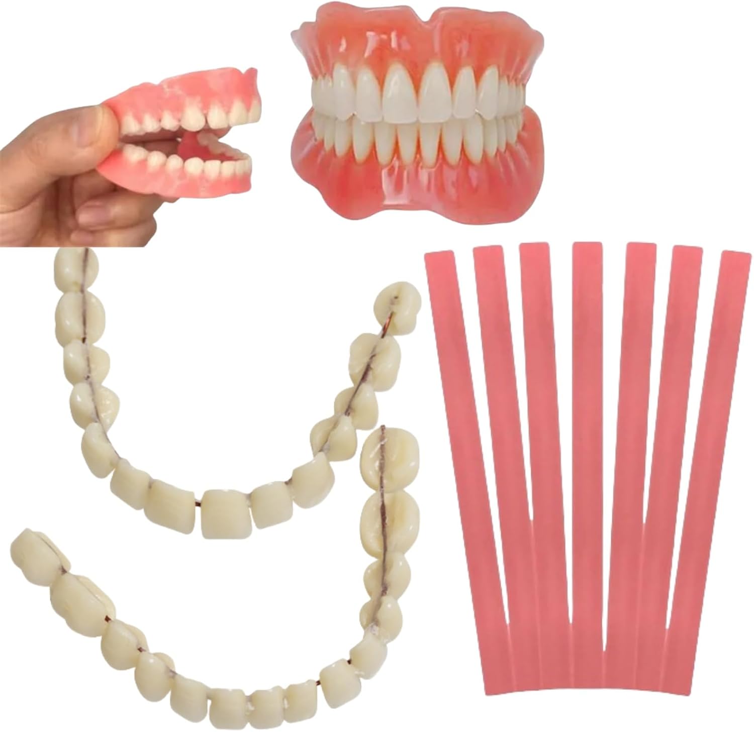 1 Pair of Denture Repair Kit,False Teeth Set,Clip in Veneers Teeth,Soft ...