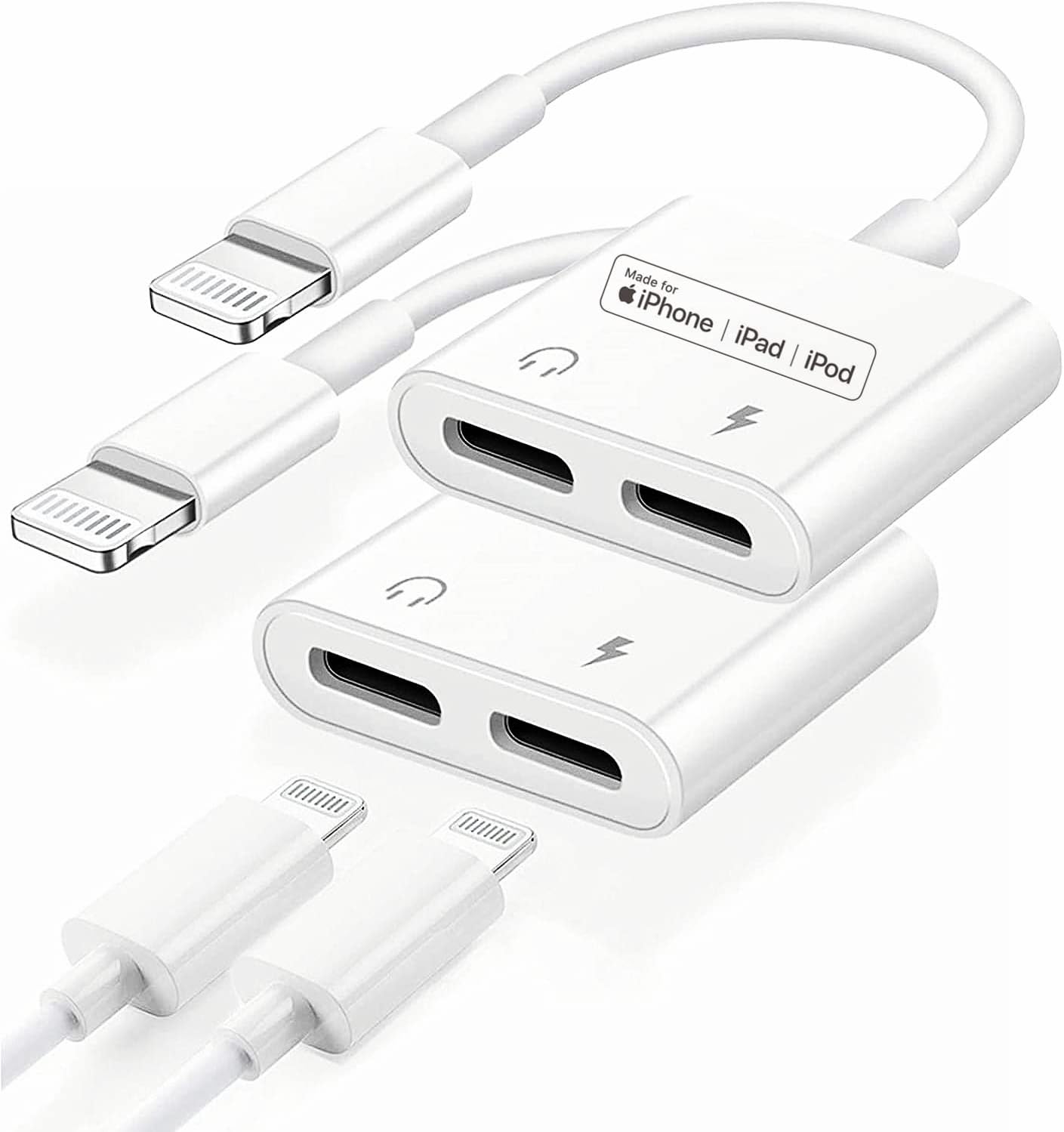 Amazon.com: [Apple MFi Certified] 2PACK Dual Lightning iPhone Splitter ...