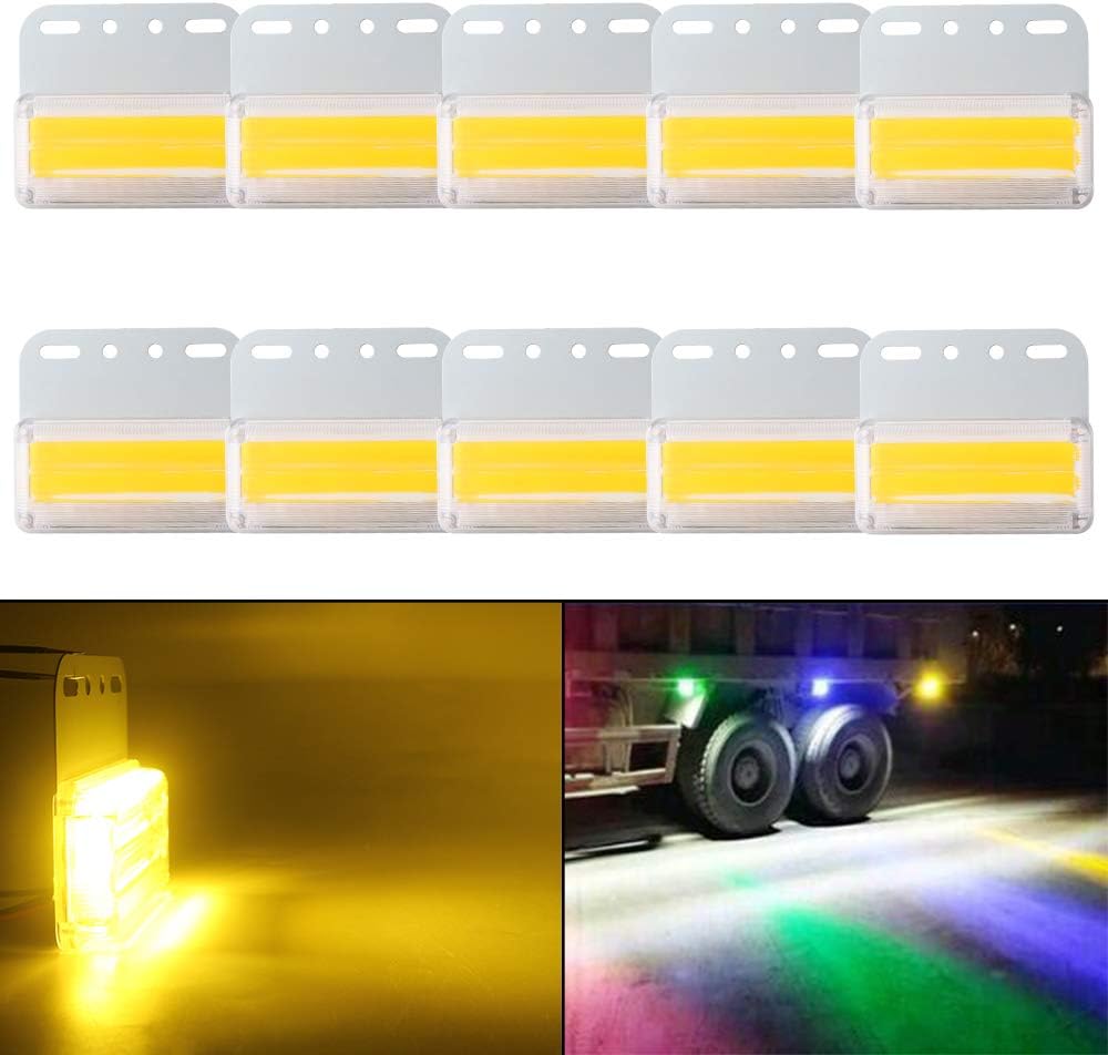 Amazon | YongMing サイドマーカーランプ 24V 防水 LED cob 42連 ダウンライト トラック用 イエロー 10個 ...