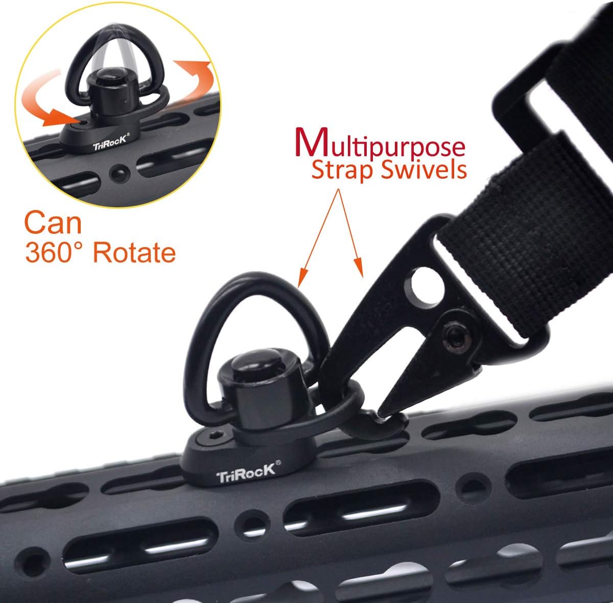 TRIROCK Keymod Sling Swivel Heart-shape loop with Push Button Black QD ...