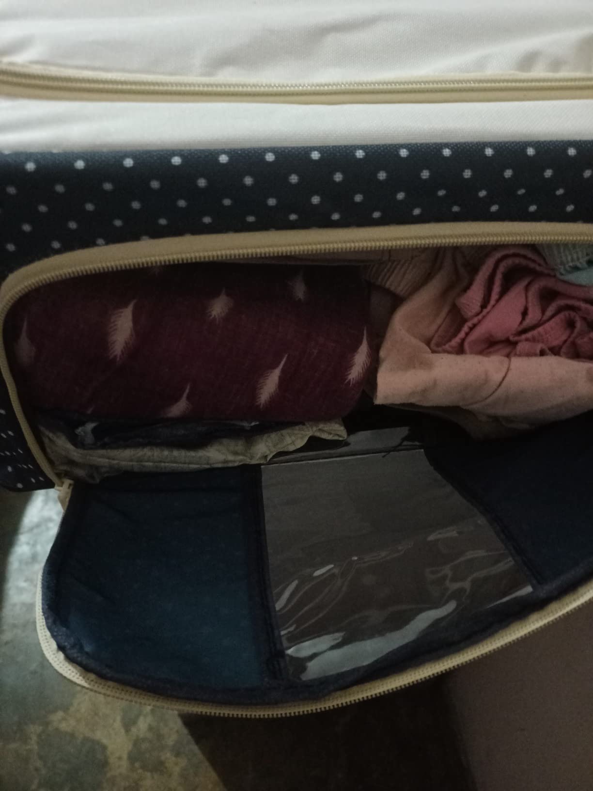 PRISMOSIS RETAIL Steel frame Double Opening Zipped Clothes Storage Bag ...