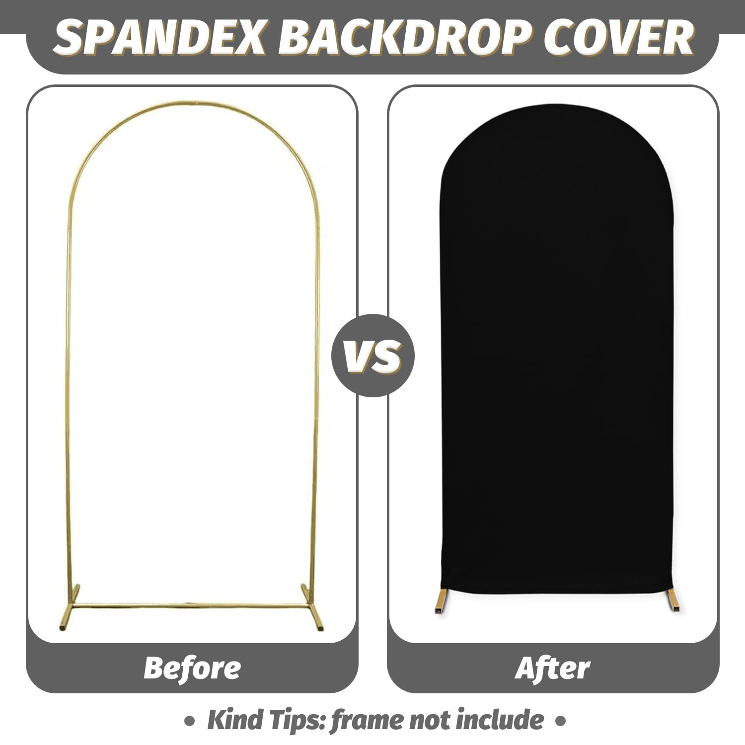 Snapklik.com : Black Arch Cover 5ft 6ft 7ft Wedding Arch Cover Set Of 3 ...