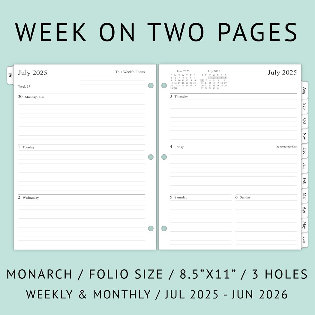 2025 Monthly Planner 8.5 X 11 Newestor 2025-2026 Weekly Planner Refills ...