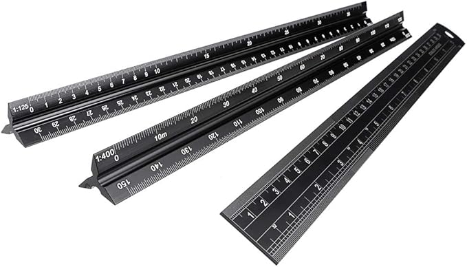BTSKY 3 Pack 12"/30CM Aluminum Metric Architect Scale Ruler with ...