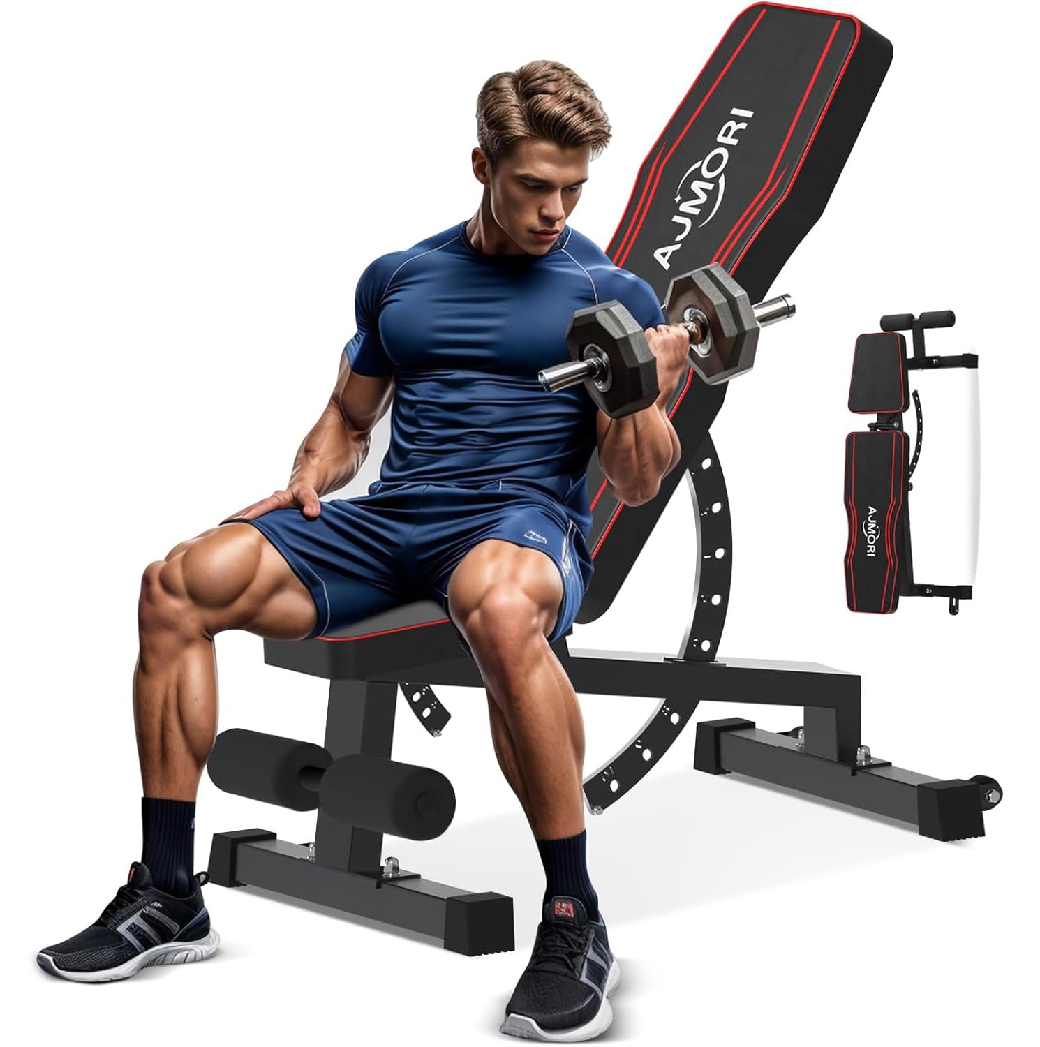 Snapklik.com : Ajmori Weight Bench,Adjustable Workout Bench For Home Gym