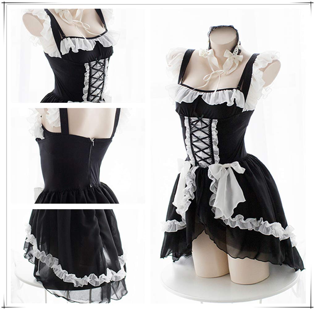 YOMORIO Lolita Sweet Gothic Dress Cute Anime Maid Costumes Lingerie ...
