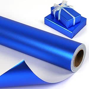 Blue Wrapping Paper Roll, Metallic Navy Wrapping Paper, Mini Roll Plain ...