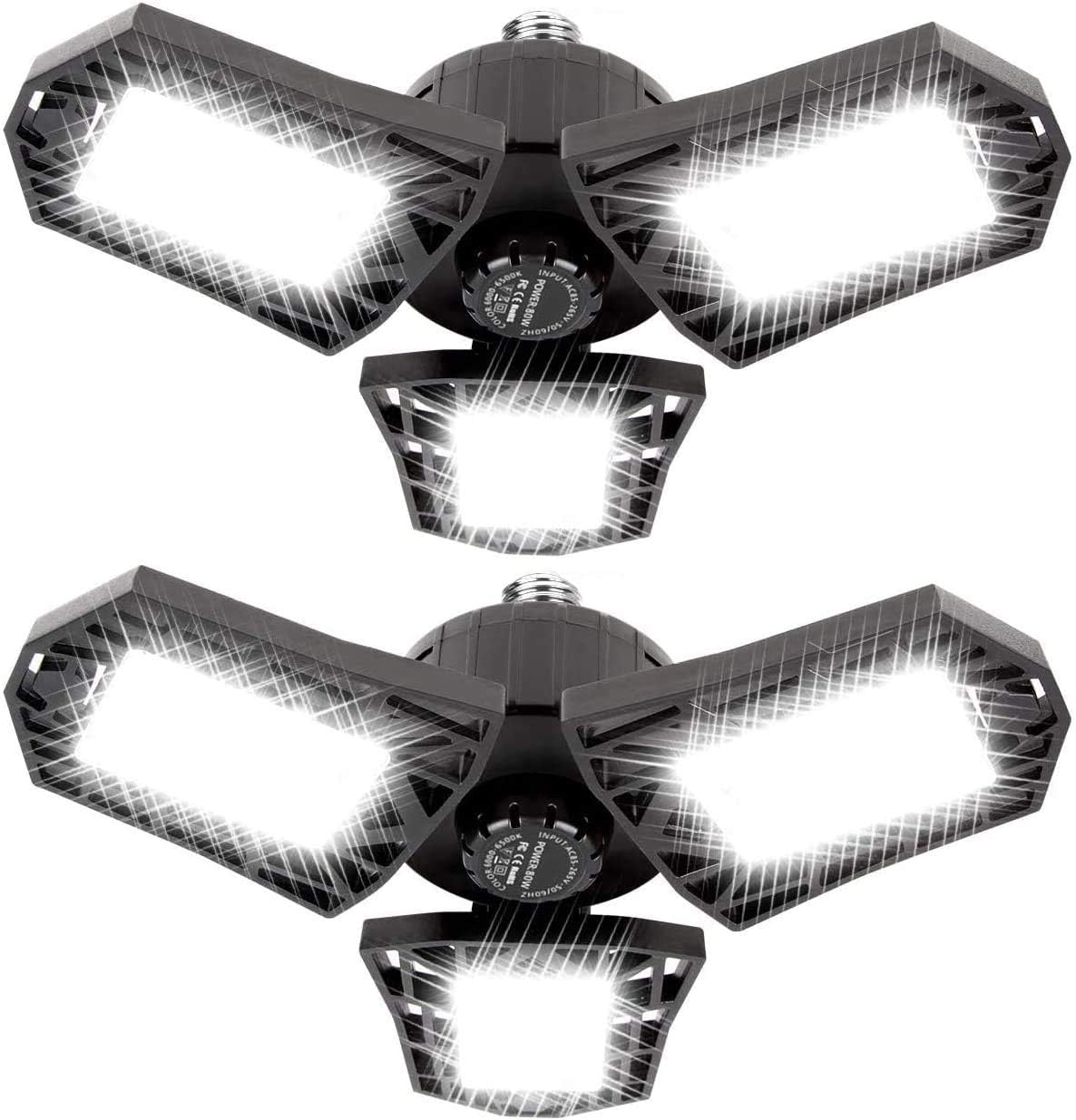 KONPWAY Deformable LED Garage Light - 6000 Lumen 6500K Daylight 60W ...