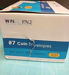 Amazon.com : WINPAQ #7 White Coin Envelopes (3 1/2 x 6 1/2) 27lb Bright ...