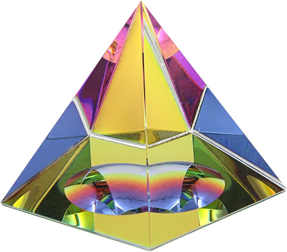 Amazon.com: OwnMy Crystal Clear Pyramid Glass Paperweight Pyramid Desk ...