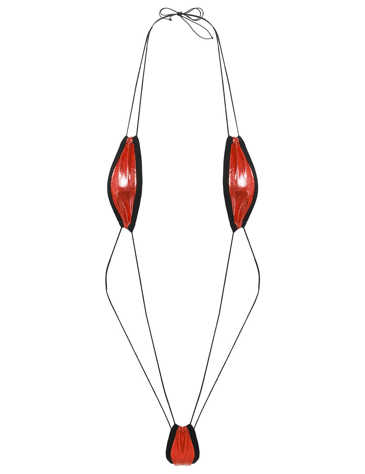 Buy renvenaWomen's Sexy One Piece Wetlook Bikini Sling Micro G-String ...