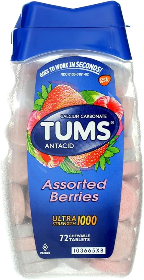 Tums Tums Ultra Strength 1000 Chewable, Assorted Berries 72 tabs ...