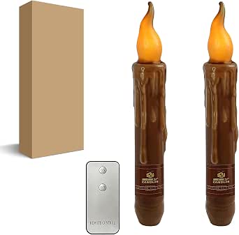 Amazon.com: FCMSHAMD Brown Flameless Short Taper Candles, Real Wax Hand ...