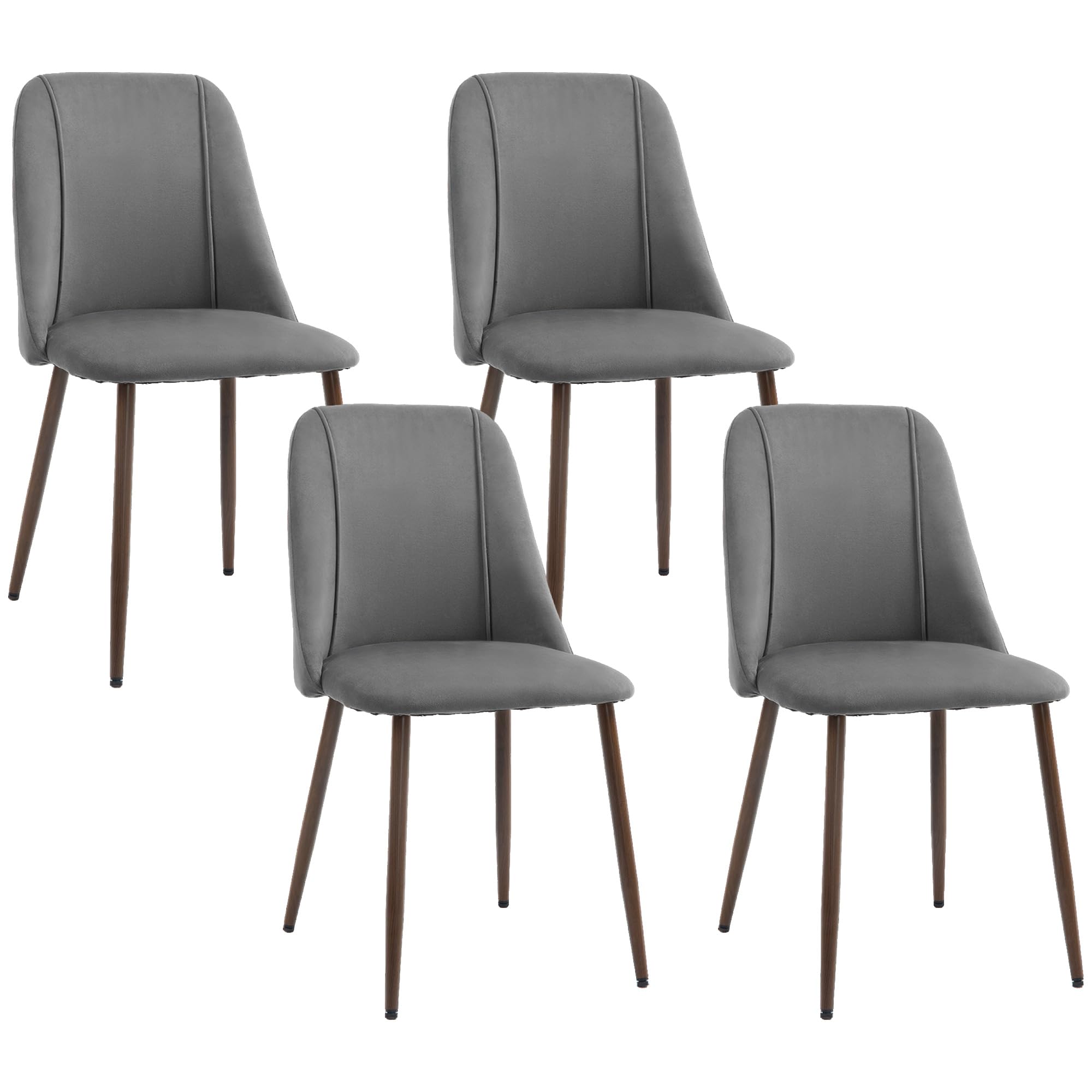 HOMCOM Dining Chairs Set of 4, Modern Kitchen Chairs with Velvet-Touch ...