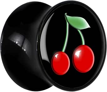Amazon.com: Black Acrylic Black Red Cherry Saddle Plug 10mm (00Gauge ...