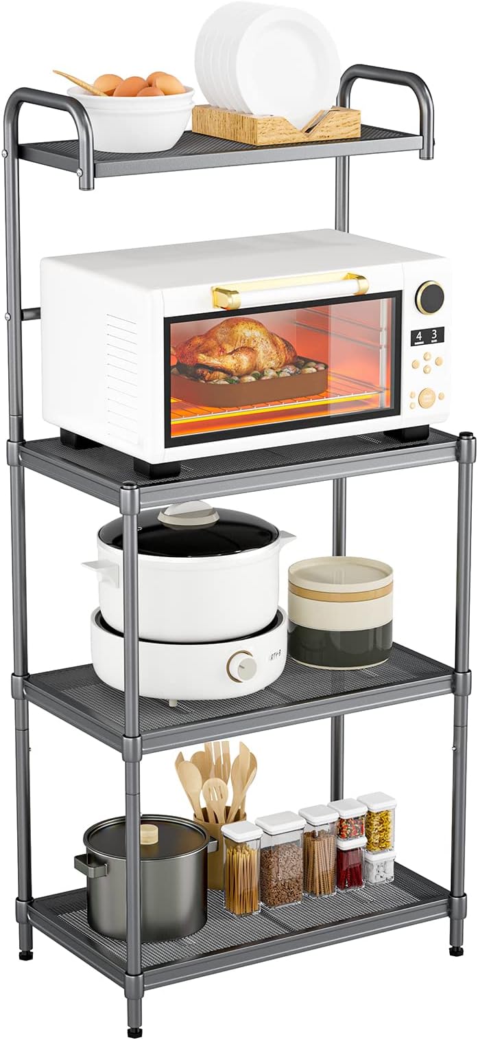 Amazon.com: Mind Reader Microwave Rack with Storage, Bakers Rack ...