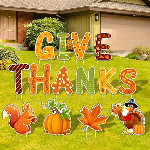 Amazon.com : AnyDesign 14Pcs Large Thanksgiving Yard Sign With 28Pcs ...