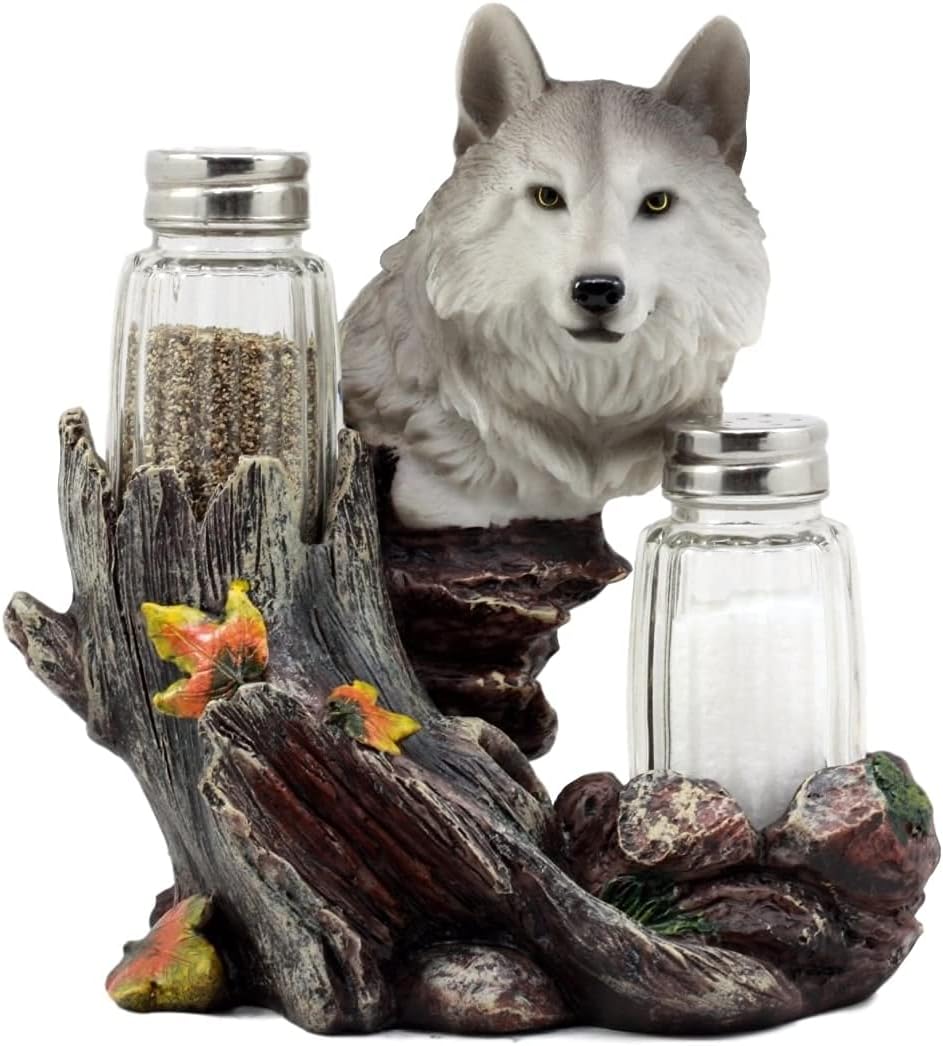 Amazon.com: DWK Corporation Resin Wolf Salt and Pepper Holder : Home ...