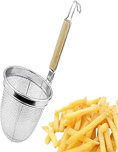 Noodle Basket Strainer with Handle | Stainless Steel Noodle Basket ...