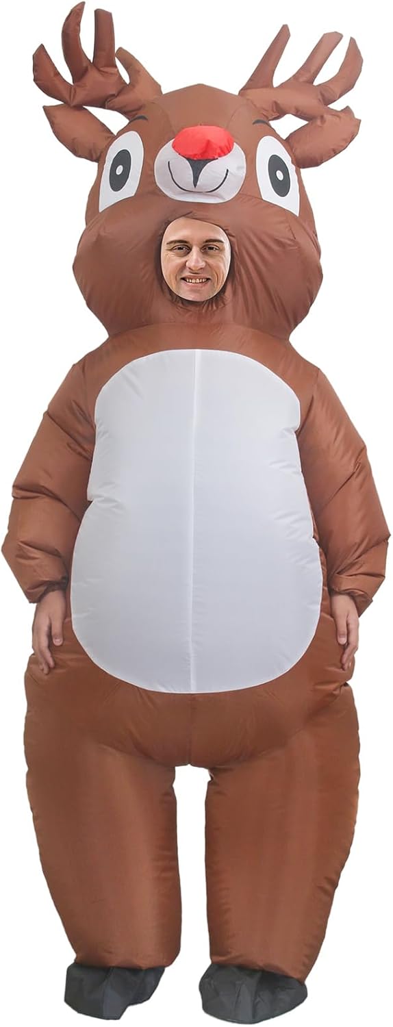 Amazon.com: IRETG Inflatable red-nosed moose Christmas Costume for ...