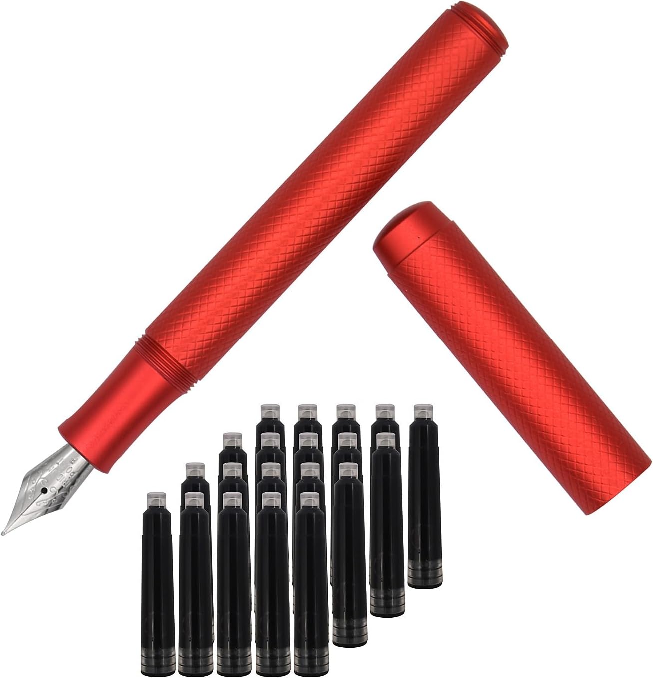 Amazon.com : SIPLIV Checkered Stripe Metal Fountain Pen Short Paragraph ...