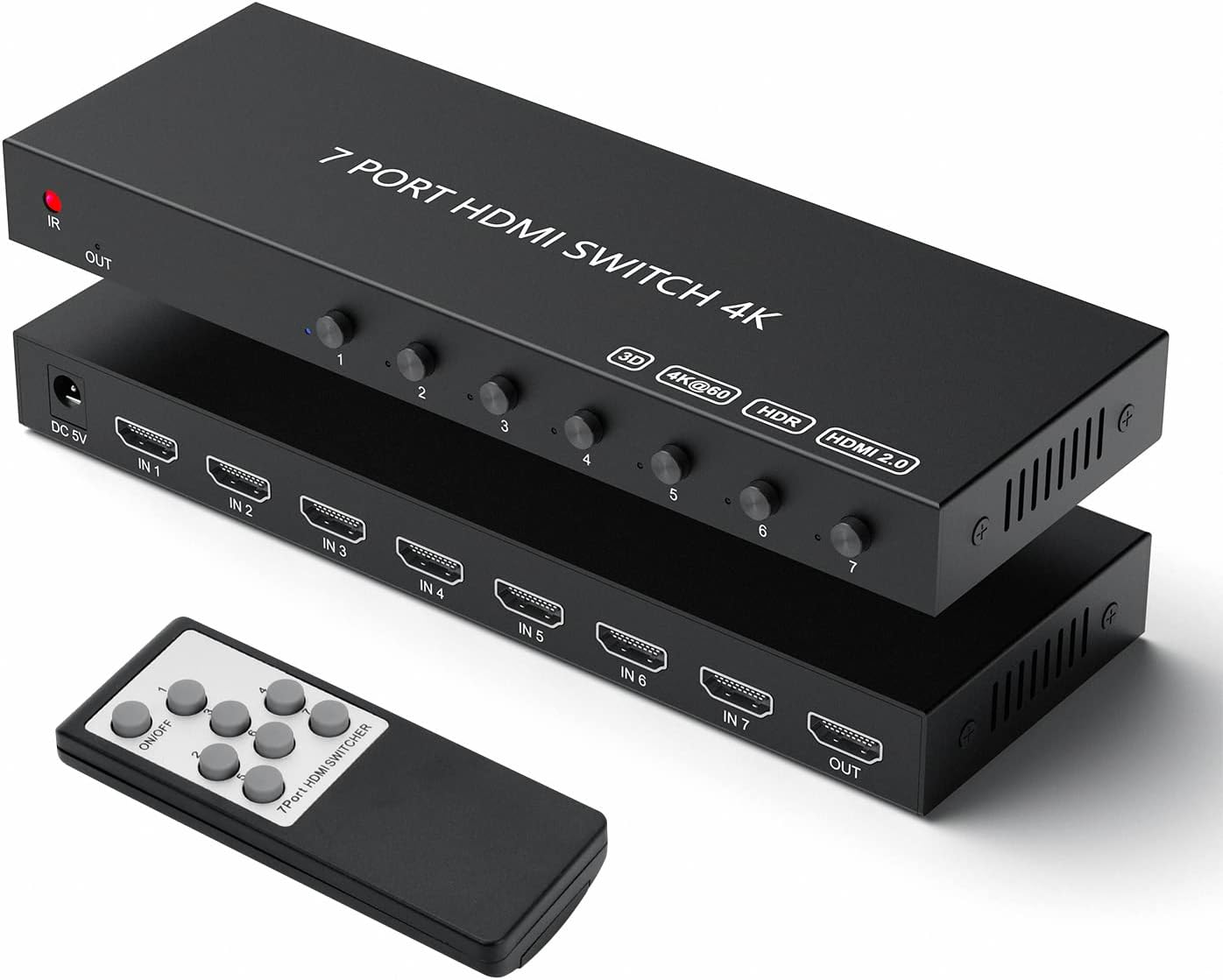 Amazon.com: Univivi 7 Port HDMI Switch Version 2.0 4K@60Hz HDMI ...