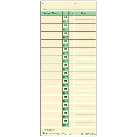 Amazon.com : Adams Time Cards, Weekly, 2-Sided, Overtime Format, 3-3/8 ...
